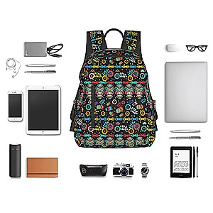 JZDACH For Flowers Mexican Sugar Skull backpack book bags for college lightweight laptop backpacks for Men Women