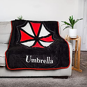 Resident Evil Umbrella Plush Throw Blanket | Super Soft Fleece Blanket, Cozy Sherpa Cover For Sofa And Bed, Home Decor Room Essentials | Zombie Horror Biohazard Video Game Gifts | 45 x 60 Inches