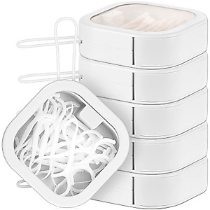 Kathfly 6 Pcs Hair Tie container Qtip Dispenser Organizer Hair Tie holder Travel Portable Qtip Bobby Pin Holder Cotton Swabs Dispenser women Hair Bathroom Storage Accessory(White)