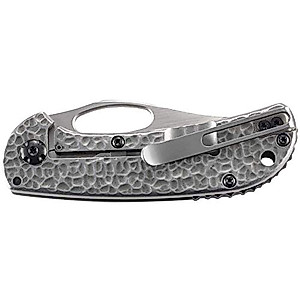 CRKT Chehalem EDC Folding Pocket Knife: Everyday Carry, Clip Point Plain Edge Blade with Satin Finish, Thumbstud Open, Frame Lock, Stainless Steel Handle with Hammer Finish 6540