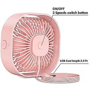 Small USB Desk Fan, 4 Inch Quiet Mini Table Fan, 3 Speeds Portable Desktop Fan, 360°Rotatable Little Personal Fan, Small Cooling Fan with USB Cable, Mini Fan for Home Office Bedroom Summer Gift