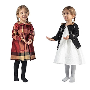 Petrass Girls Tights Toddler Cable Knit Cotton Footed Seamless Dance Ballet Baby Girls' Leggings 3 Pack Black/Ivory/Grey 9-10Y