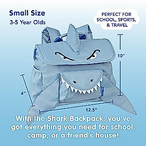 Bixbee Kids Backpack, Blue Shark Backpack for Boys & Girls, Water Resistant Backpack with Pockets, Durable Zippers & Easy Carry Design - Perfect Size Children's Bookbag for School.