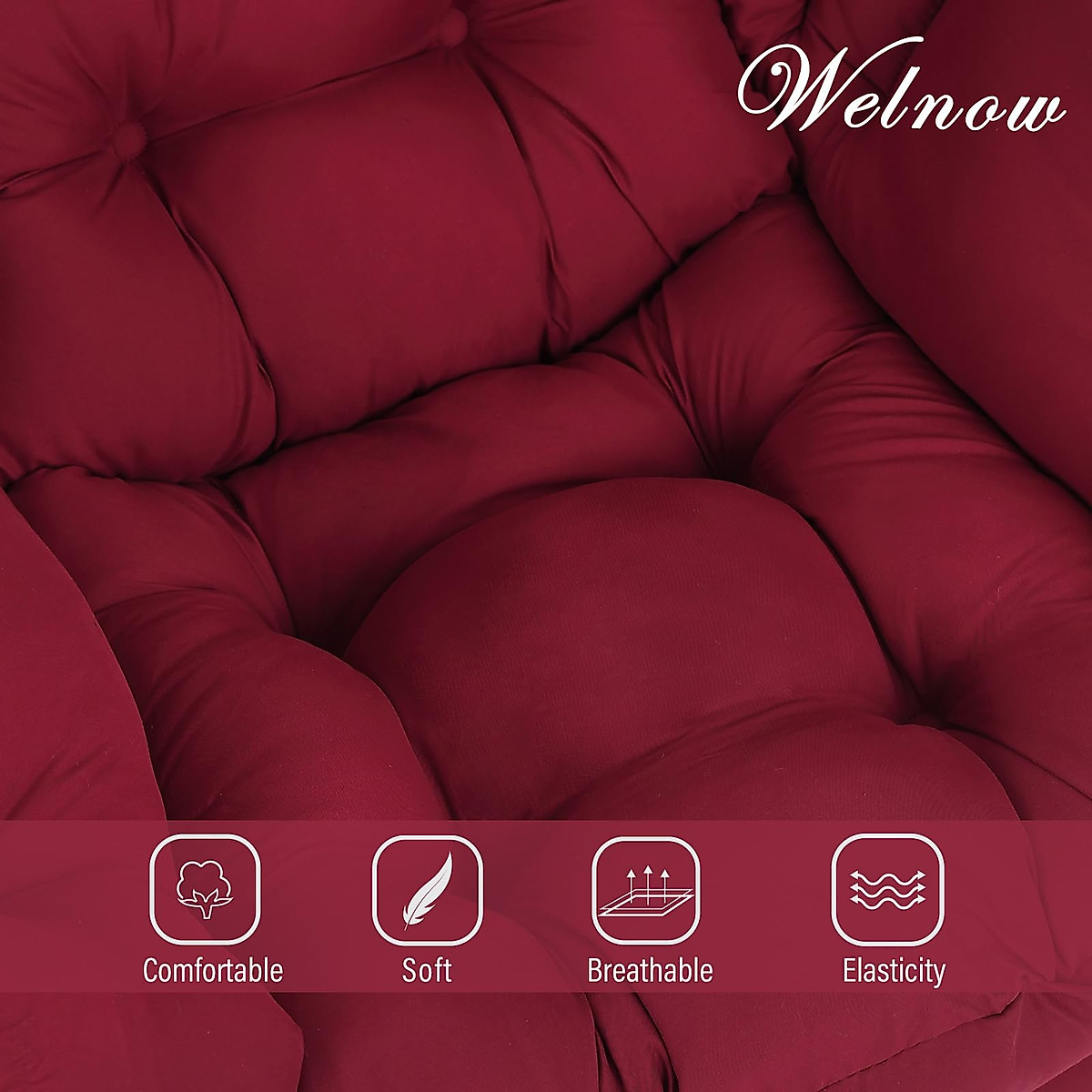 Welnow Lazy Chair with Ottoman, Modern Lounge Accent Chair with Armrests and a Side Pocket, Leisure Upholstered Sofa Chair Set, Reading Chair with Footrest for Small Space, Burgundy