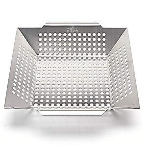 Heavy Duty Stainless Steel Vegetable BBQ Basket for Grilling - Large, Thick Veggie Grilling Basket is Perfect for Grills, Smokers & Even Indoor Use - Dishwasher Friendly & Easy to Clean Grill Basket