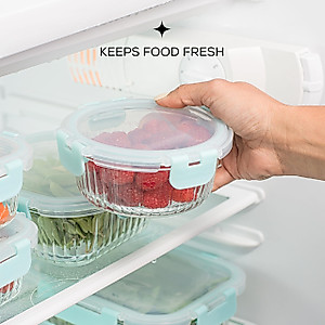 JoyJolt 24pc Fluted Glass Storage Containers with Lids. 12 Airtight, Freezer Safe Food Storage Containers, Pantry Kitchen Storage Containers, Glass Meal Prep Containers for Lunch