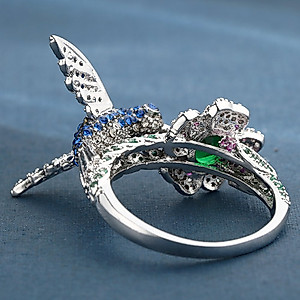 Ginger Lyne Collection Jeweled Hummingbird Ring Size 6 Size 6