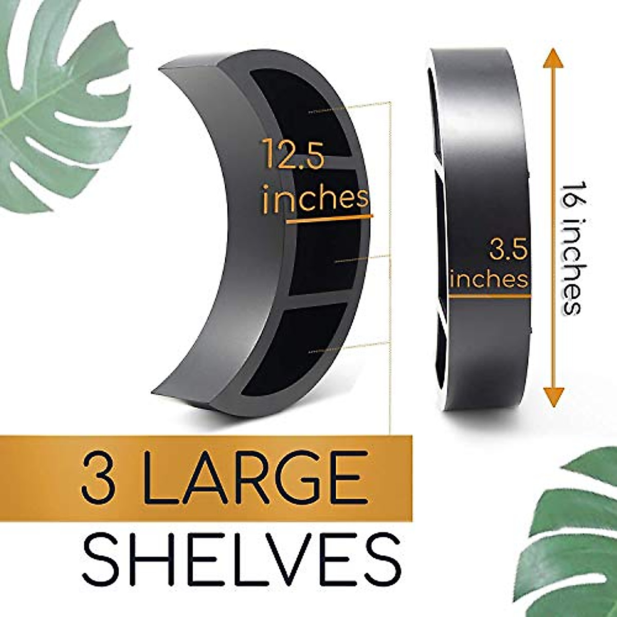 Crescent Moon Shelf Gothic Decor - Large, Sturdy and Reversible Wall Crystal Display Shelf and Gothic Home Moon Decor for Essential Oils, Wiccan Decor and Crystal Shelf Display Black Moon Wall Decor