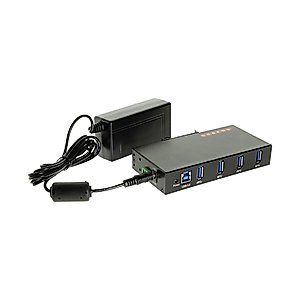 USB 3.0 4 Port Industrial Din Rail Mount Hub w/Power Adapter