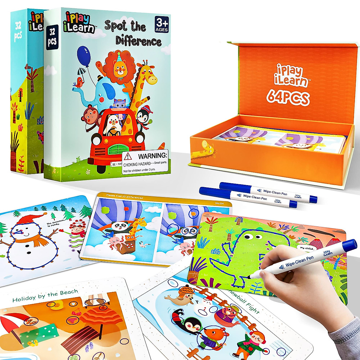 iPlay, iLearn Kids Search N Find Educational Card Game, Montesorri Learning Toys, Preschool Busy Books, Spot the Difference, Fun Dots Activites, Birthday Gifts for Ages 3-5, 4-6, 7-8 Autism Boys Girls