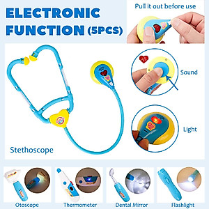 Liberry Doctor Kit for Toddlers 3-5 Years Old, 18-Piece Kids Doctor Bag Pretend Play Toys, Durable Medical Kit with Toy Stethoscope, Blue Doctor Gift for Boys Girls