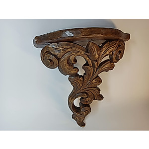 mik-Dyzayn Vintage Shelf, Unique Hand Carved Wall Shelf, Carved Wooden Shelf for Icons with Candlestick, Wood Carving Wall Shelf, Wood Shelf, Shelving