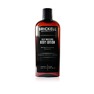 Brickell Men's Deep Moisture Body Lotion for Men, Natural and Organic Protects and Hydrates Dry Skin, 8 Ounce, Scented