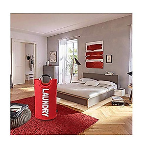 W·Z Geanmoki 82L Large Laundry Basket, Collapsible Fabric Laundry Hamper, Foldable Clothes Bag, Folding Washing Bin (Red)