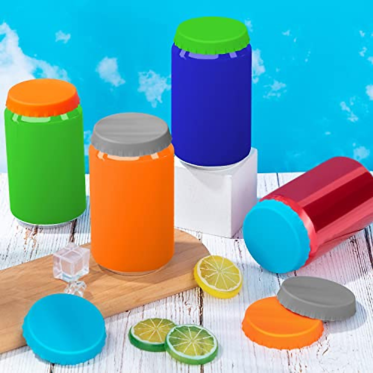 YGAOHF 8 Pack Silicone Soda Can Lids to Keep Carbonation - Reusable Soda Can Covers Lids, Keep Drinks Fresh, Fits Standard Soda/Beverage Cans (Assorted)