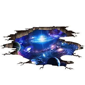 Blue Purple Galaxy Wall Decals, Removable Sticker,The Art Magic 3D Milky Way Dreamscape Home Decor (4 Sheets)