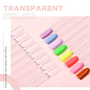 AZUREBEAUTY 50 Pcs Nail Color Sticks with Ring, Clear Fan Shape Nail Art Polish Display Tips, False Nail Sample Sticks, Nail Practice Color Display, Transparent nail Practice-Tips for Manicure