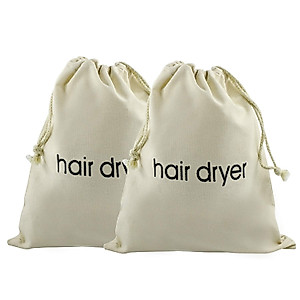 Trounistro 2 Pack Hair Dryer Bags Drawstring Bag Big Cotton Hairdryer Bag (Color 1)