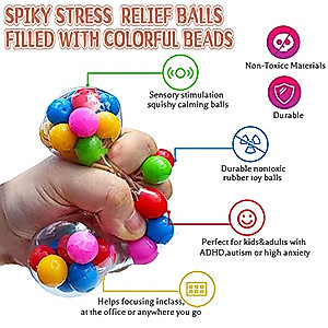 Squishy Stress Balls for Kids and Adults - 6 Balls Water Bead Stress Balls Balls Sensory Ball Squeeze Ball Fidget Toys Set for Anxiety Autism ADHD and More