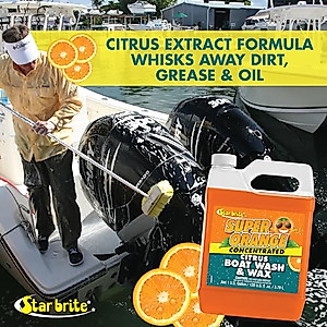 STAR BRITE Super Orange Citrus Boat Wash & Wax - Premium Concentrated Formula for Ultimate Shine & Protection - 128 OZ Gallon (094600)