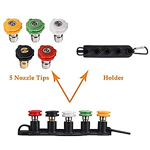 FIXFANS Pressure Washer Gun Kit, 4000PSI Power Washer Handle Gun with Replacement Wand Extension, High Pressure Spray Gun with 5 Nozzle Tips, M22 Fitting, 1/4" Quick Connect Female