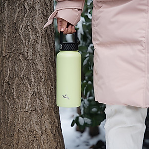 Konokyo Insulated Water Bottle with Straw,32oz 3 Lids Metal Bottles Stainless Steel Water Flask,Macaron Green