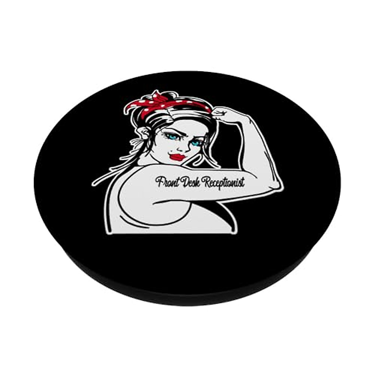 Female Front Desk Receptionist Rosie The Riveter Pin Up Girl PopSockets Adhesive PopGrip