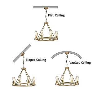 9MMML 23.6“ 8 Lights Golden Wagon Wheel Chandelier, Large Luxury Kitchen Island Pendant Light for Living Dining Room Foyer Entryway,Height Adjustable,E26.