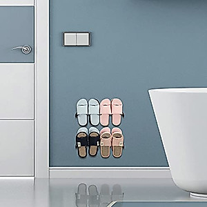 Lavezee Wall Mounted Shoe Rack Organizer 8 Pairs Sandals Slippers, Set of 2 Black Metal Shoe Storage Holder for Wall, Entryway, Bathroom