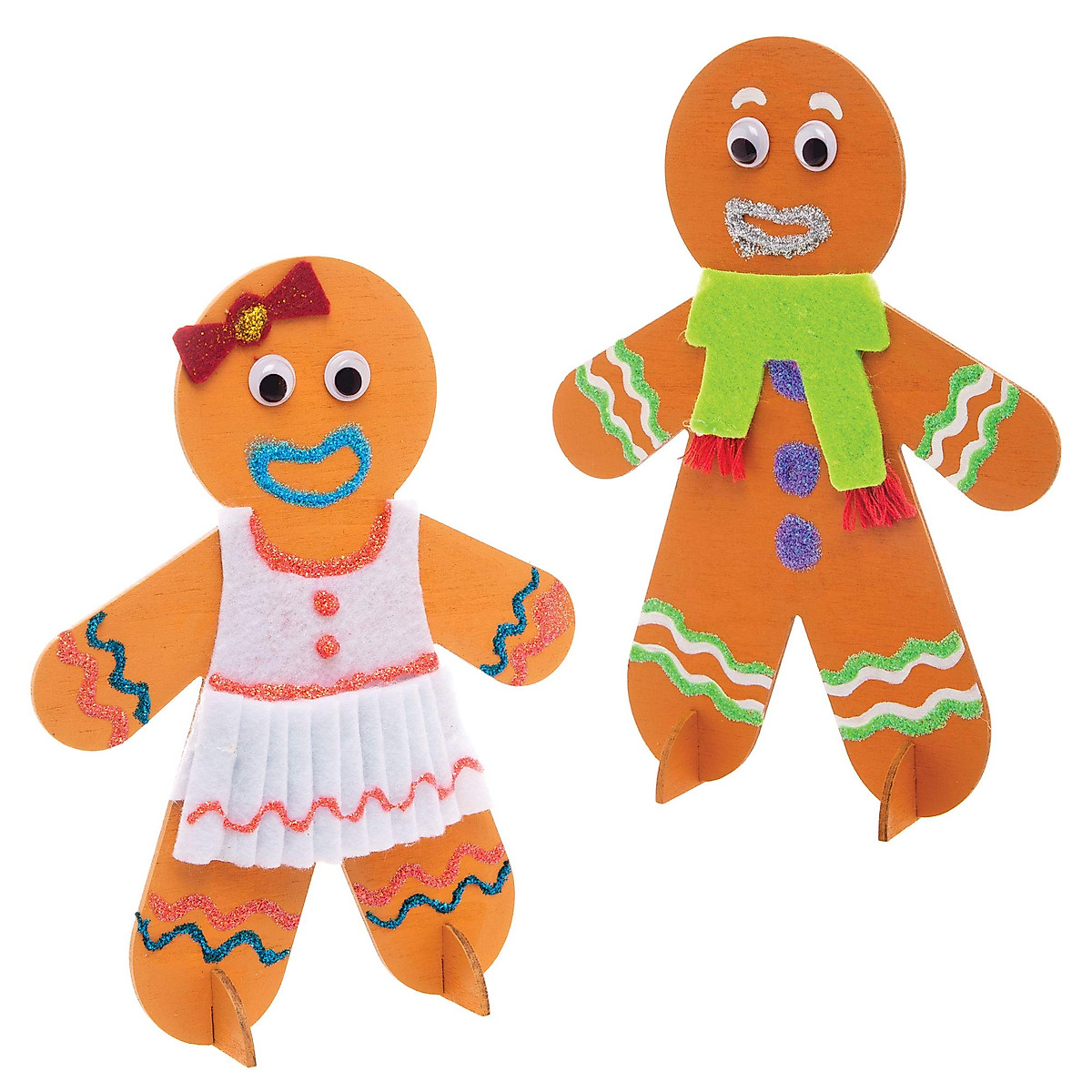 Baker Ross AT180 Decorative Wooden People - Pack Of 6, Stand Up Ornament, Great For Christmas Arts And Crafts Projects, Ideal Home, School And Craft Group Activity