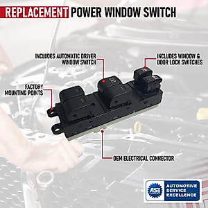 Power Window Switch Fits Nissan Frontier, Nissan Xterra - Replaces 25401-EA003-2005, 2006, 2007, 2008, 2009, 2010, 2011, 2012 Models - Driver Power Window Switch