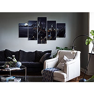 Canvas Print Wall Art 5 Pieces Magic School Castle Painting for Bedroom Kids Room Home Decoration Movie Poster Artwork Unframed (No Frame,Only Camvas)