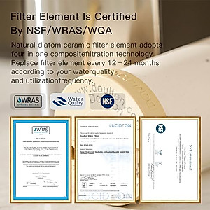 FACHIOO Stainless Steel Under Sink Water Filter with Ceramics Purification Filter, Under Sink Water Filtration System, NSF/ANSI 42 Certified, Reduces PFAS, PFOA/PFOS, Lead, Chlorine, Bad Taste & Odor