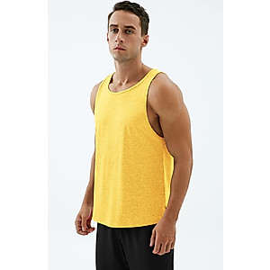 icyzone Workout Tank Tops for Men - Running Muscle Tank Exercise Gym Tops Athletic Shirts(Yellow, M)