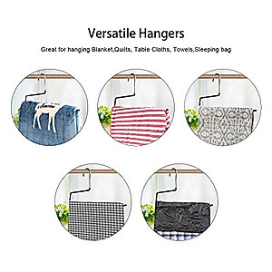 DOIOWN Blanket Hangers Comforters Hangers Heavy Duty Stainless Steel Hangers with Black Vinyl Coating Non Slip Organizer Hangers for Quilts, Bedding,Towels, Table Clothes, Rugs (6 Pack)