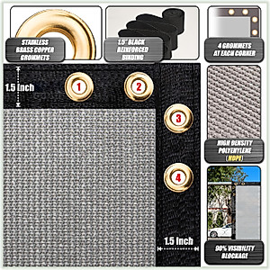 ColourTree 5' x 50' Grey Fence Privacy Screen Windscreen Cover Fabric Shade Tarp Netting Mesh Cloth - Commercial Grade 170 GSM - Cable Zip Ties Included - We Make Custom Size