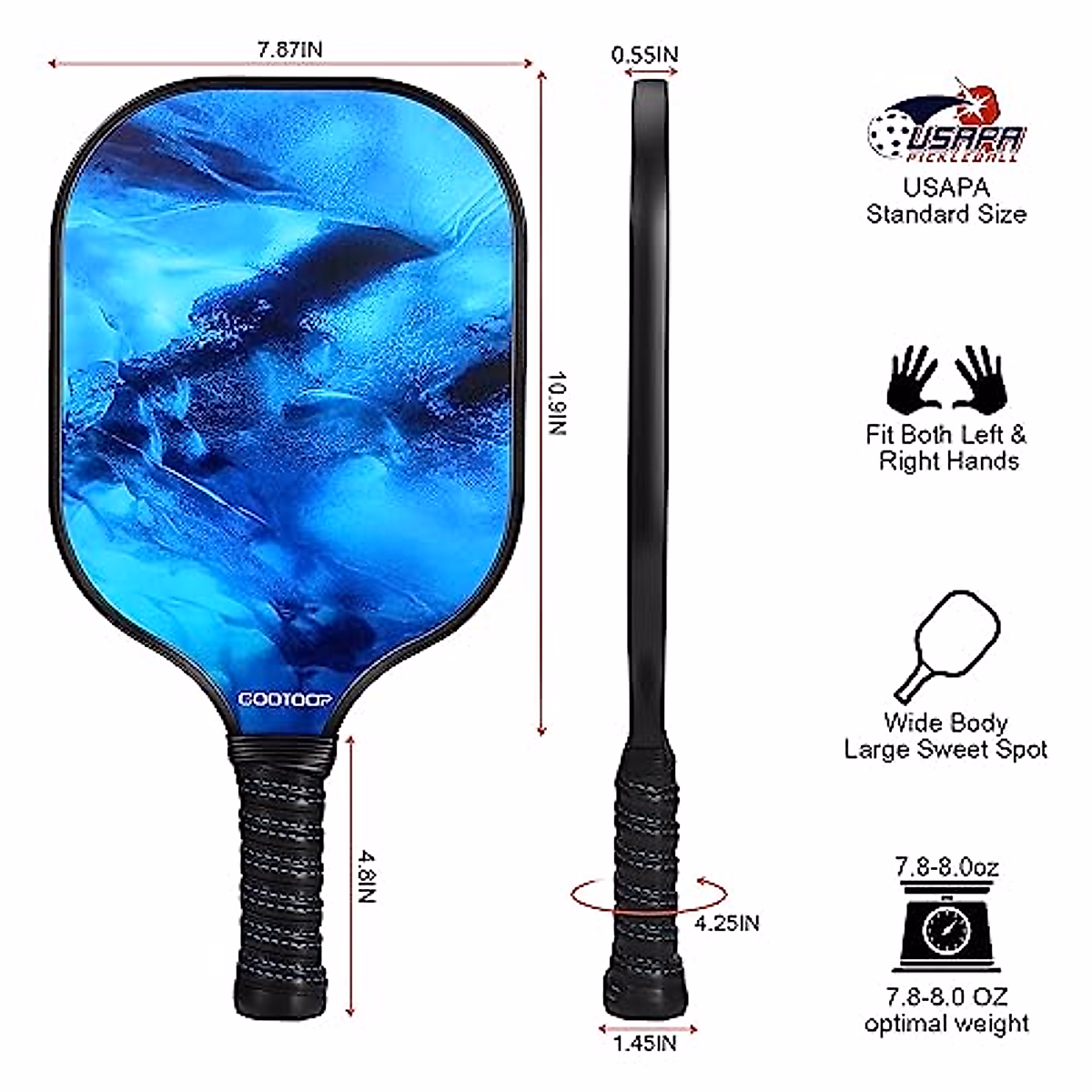 Gootoop Pickleball Paddles USAPA Approved, Pickleball Set with 2 Pickleball Rackets 4 Balls & 1 Bag, Fiberglass Pickle Ball Paddle with Polypropylene Core, Pickleball Equipment for Men Women