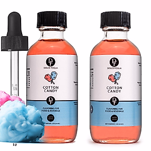 Dolce Foglia Cotton Candy Extract - 2 Ounce Multipurpose Flavoring for Baked Goods, Beverages, Coffee & Desserts - Sugar-Free Perfect For Weight Management, Pack of 2