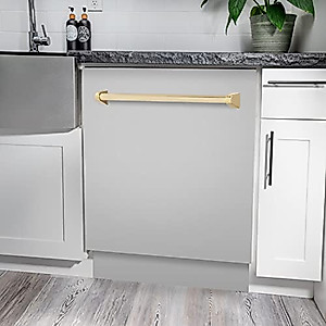 ZLINE Autograph Edition 24" 3rd Rack Top Control Tall Tub Dishwasher in Stainless Steel with Gold Handle, 51dBa (DWVZ-304-24-G)