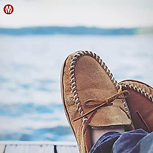 Minnetonka Men's Casey Moccasin Slippers Chocolate 10.5 M