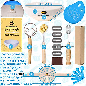 Natural Rattan Banneton Bread Proofing Basket Set - Artisan Sourdough Baking Kit with 10 inch Round Banneton Proofing Basket - Sourdough Bread Baking Supplies for Home Bakers, Baking Gifts for Women