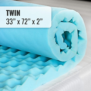 DMI Foam Mattress Topper, Egg Crate Foam Pad, Mattress Pad and Bed Topper for Support, Air Circulation, Pressure Relief and Weight Distribution, Twin Size Mattress, 33 x 72 x 2,Blue