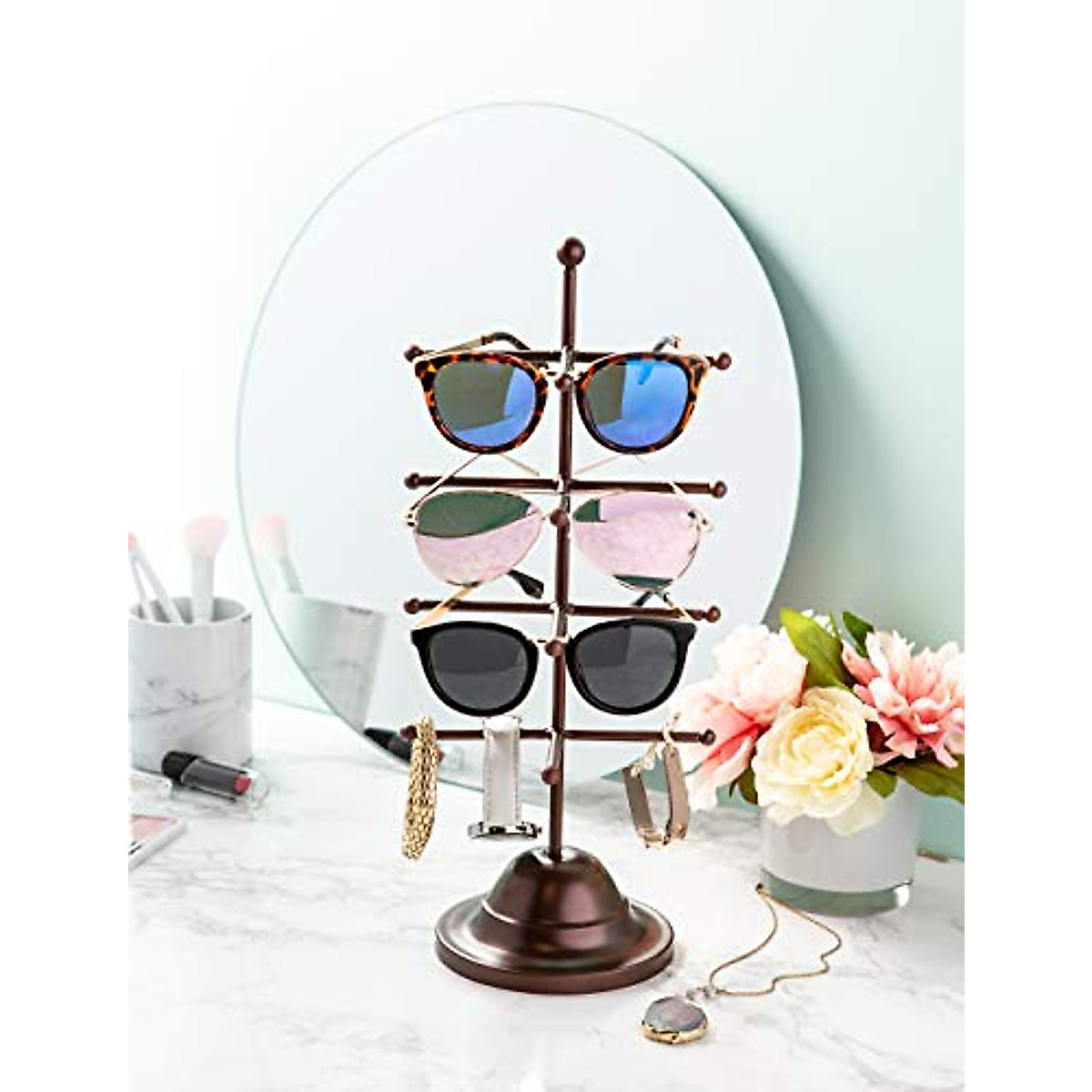 DII Accessory Organization Collection Jewelry Stand, Necklace/Glasses, Bronze