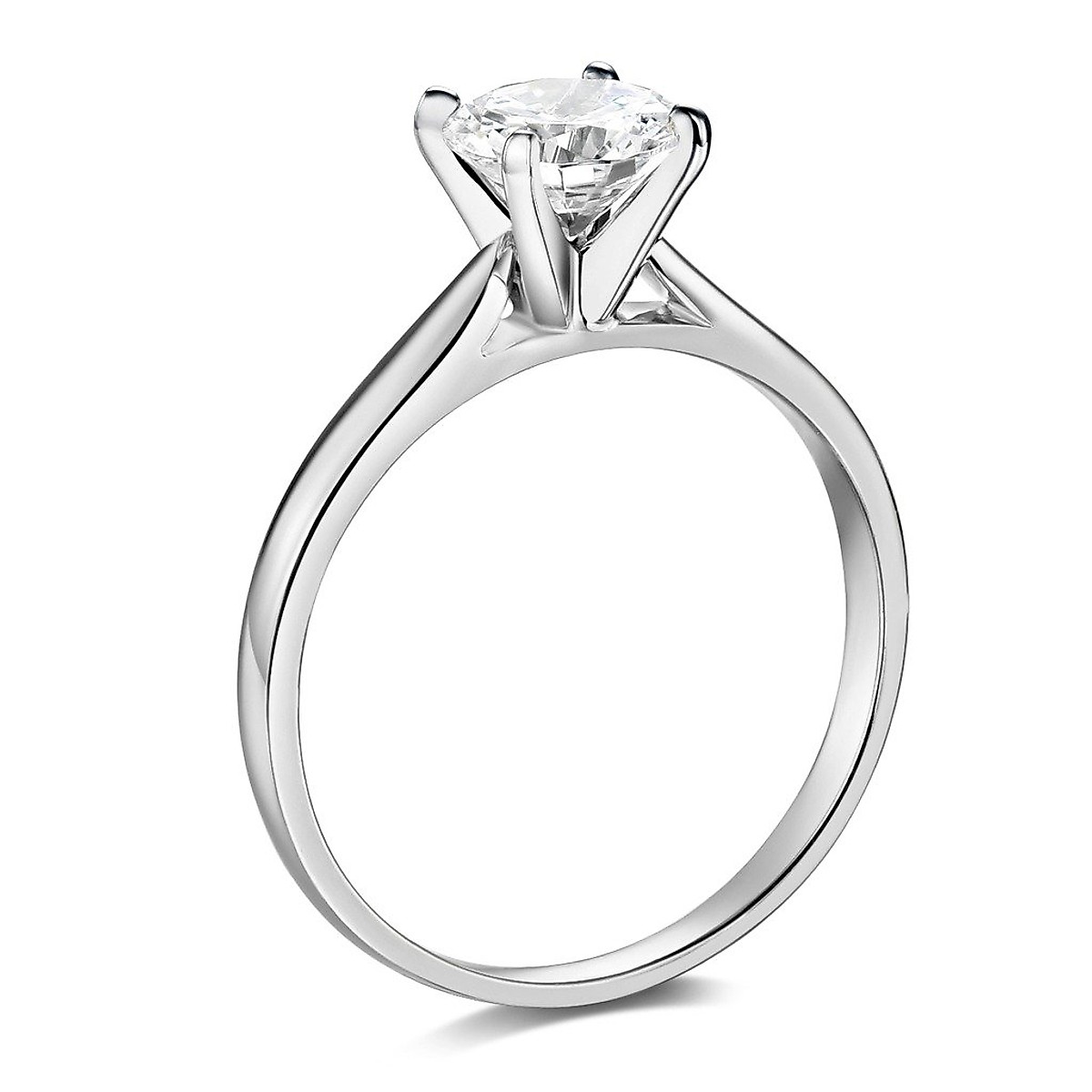 The World Jewelry Center .925 Sterling Silver Rhodium Plated Wedding Engagement Ring - Size 8