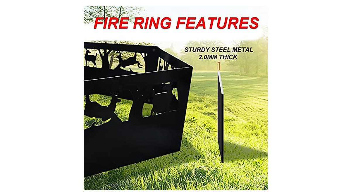 ANDGOAL Heavy Duty Fire Pit Ring for Outdoor Cooking