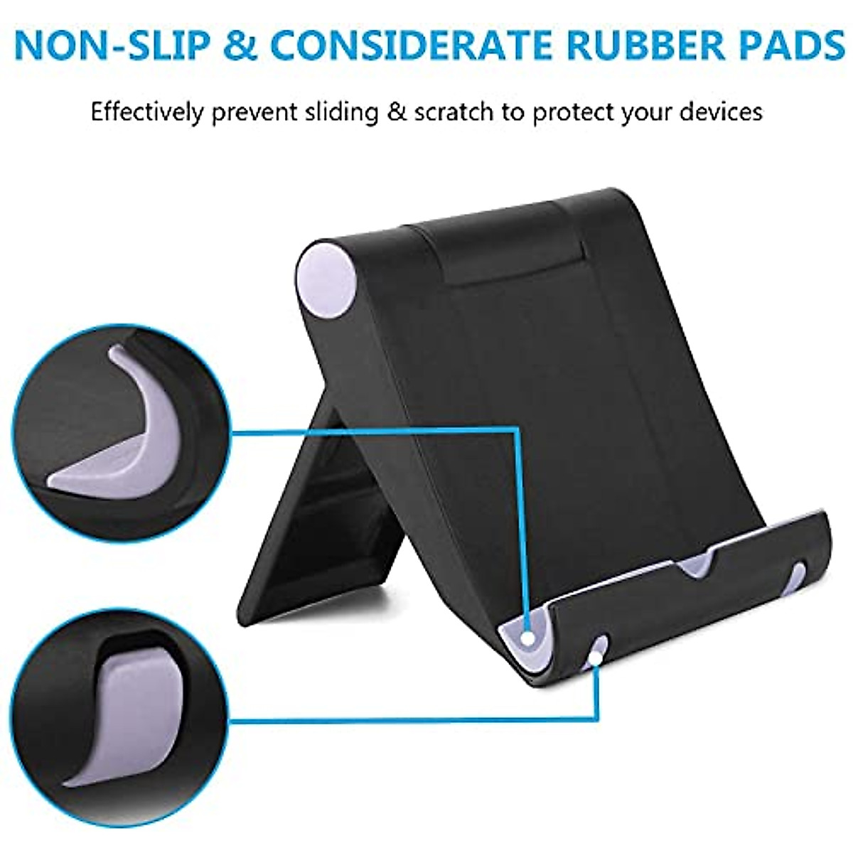 COOLOO 2Pack Phone Holder for Desk, Foldable Adjustable Multi-Angle Cell Phone Stand for Desk, Suitable for Phone 14/13 Pro Max/12/11 Plus SE/XS/XR/8/7, All Android Smartphone, Tablets (6-11")