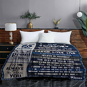 Godson Gifts from Godmother Godfather, to My Godson Throw Blankets Soft Fleece Flannel Birthday Graduation Christian Baptism Gifts for Boys, Best Godson Ever Gifts Ideas from Godparents, 50x60 Inch