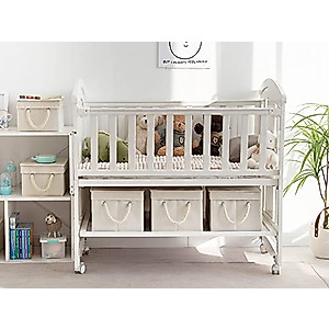 StorageWorks Storage Bins with Lids, Decorative Storage Boxes with Lids and Soft Rope Handles, Mixing of Beige, White & Ivory, Large, 3-Pack