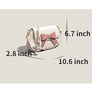 PU Leather Crossbody Bags Women Bow Flap Shoulder Bags Fashion Designer Wallets Clutches Handbags Cross Shoulder Bag Satchel (pink,one size,womens)