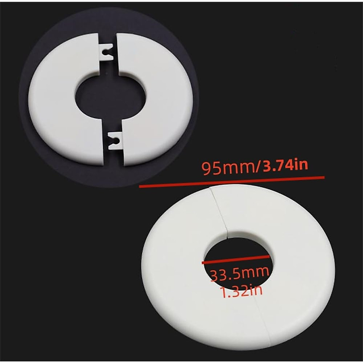 2 pcs Wall Split Flange Self-Adhesive tape Round Escutcheon Various pipes Plate Cover for Water Pipe Faucet Decoration Accessories (33mm/1.32in)